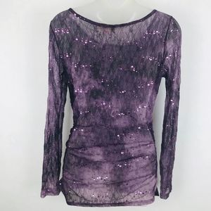 Crystal K | Tops | Crystal K Women Sheer Ruched Floral Lace Top | Poshmark